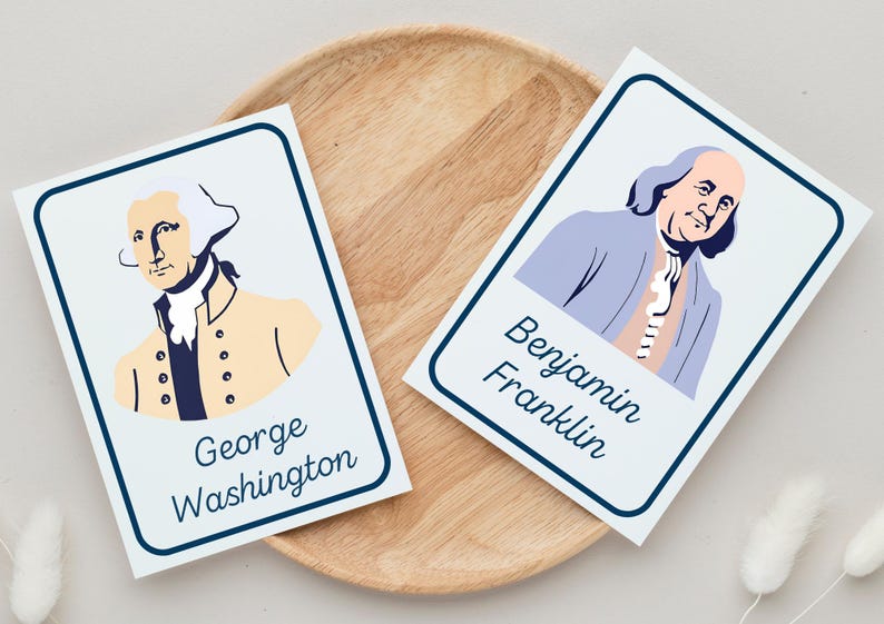 Printable American Founding Fathers Character Cards- Go Fish, Matching ...