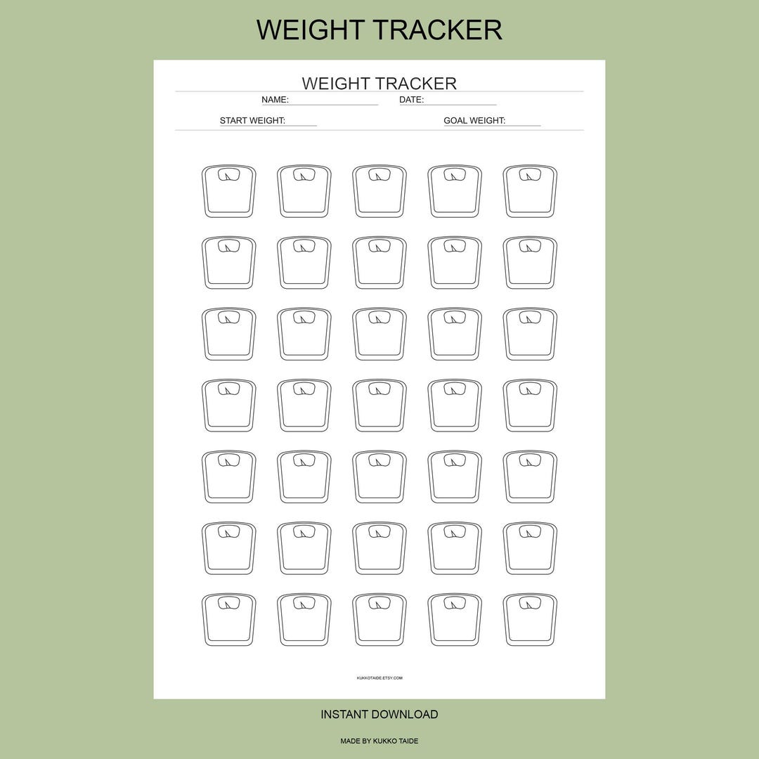 Printable Weight Tracker, Weight Loss Planner, Weight Goal Tracker ...