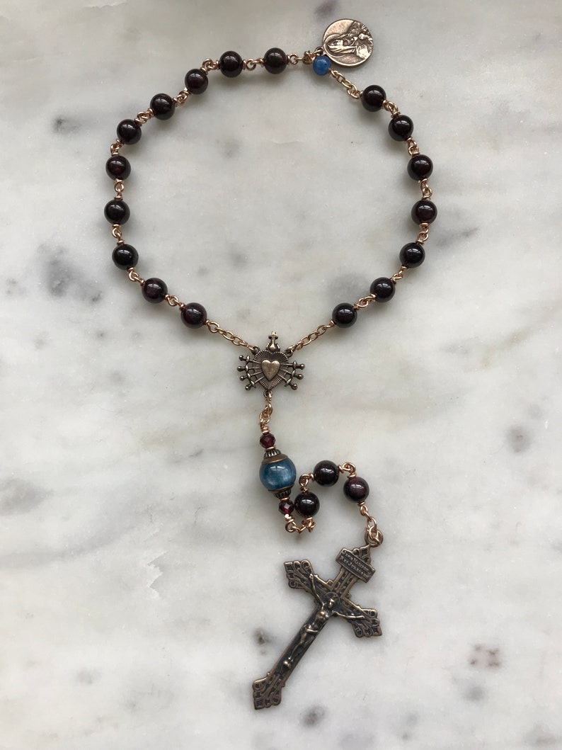 Combination One Decade Rosary and Seven Sorrows Chaplet - Garnet and ...