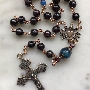 Combination One Decade Rosary and Seven Sorrows Chaplet - Garnet and ...