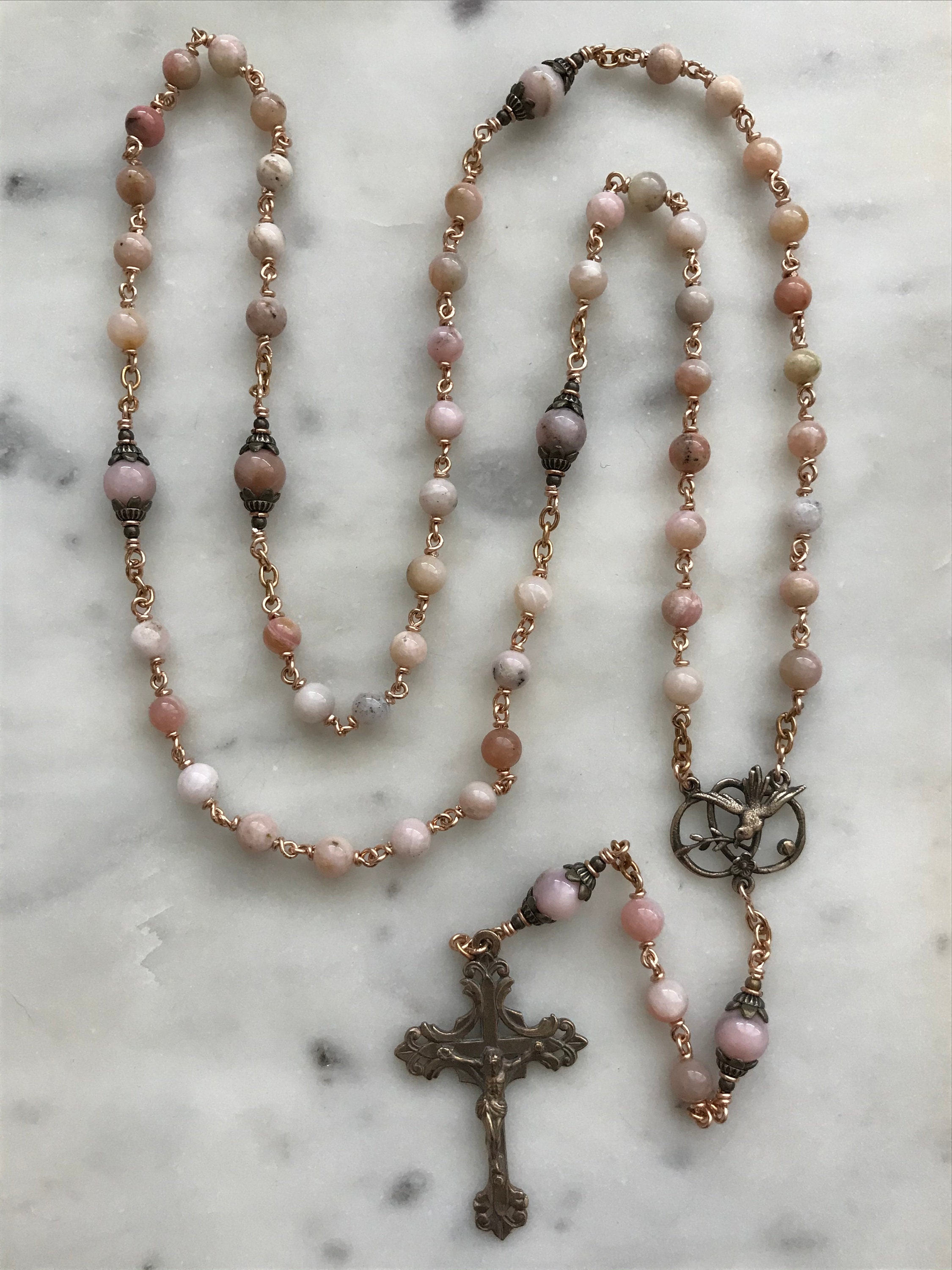 Holy Spirit Heirloom Rosary - Opals and Bronze Ceceagnes - Etsy