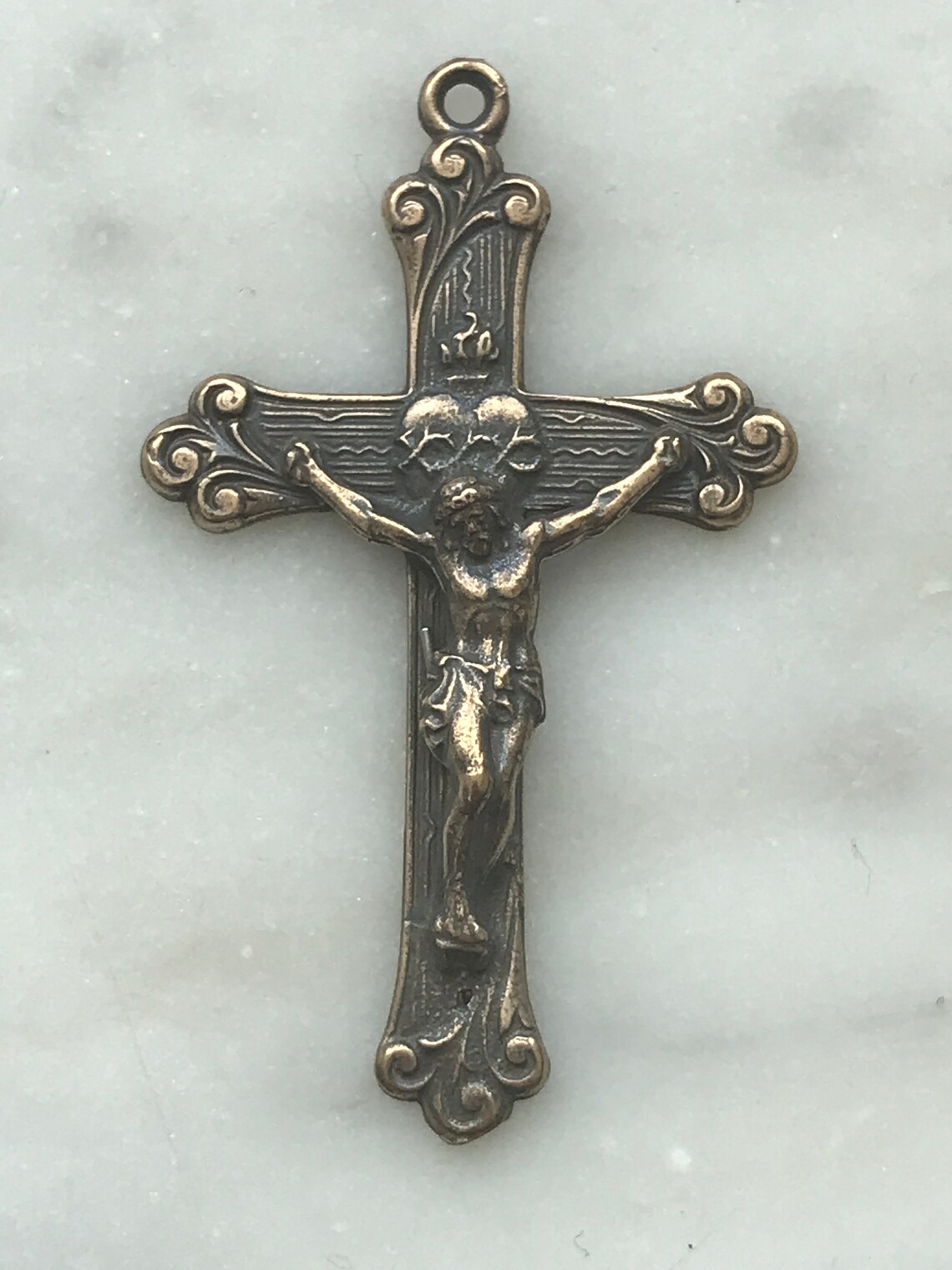 Sacred Heart Crucifix Pendant Sterling Silver or Bronze | Etsy