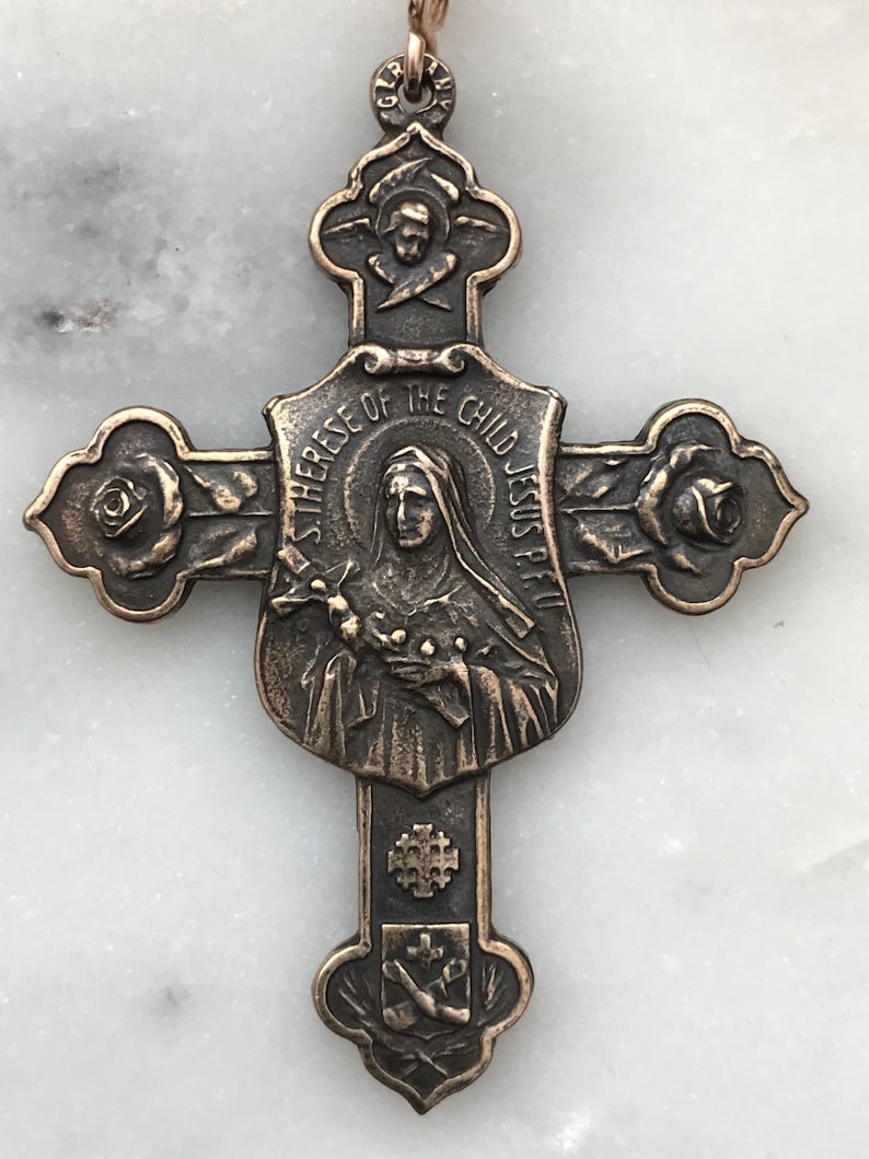 Saint Therese Cross Sterling Silver or Bronze Antique - Etsy
