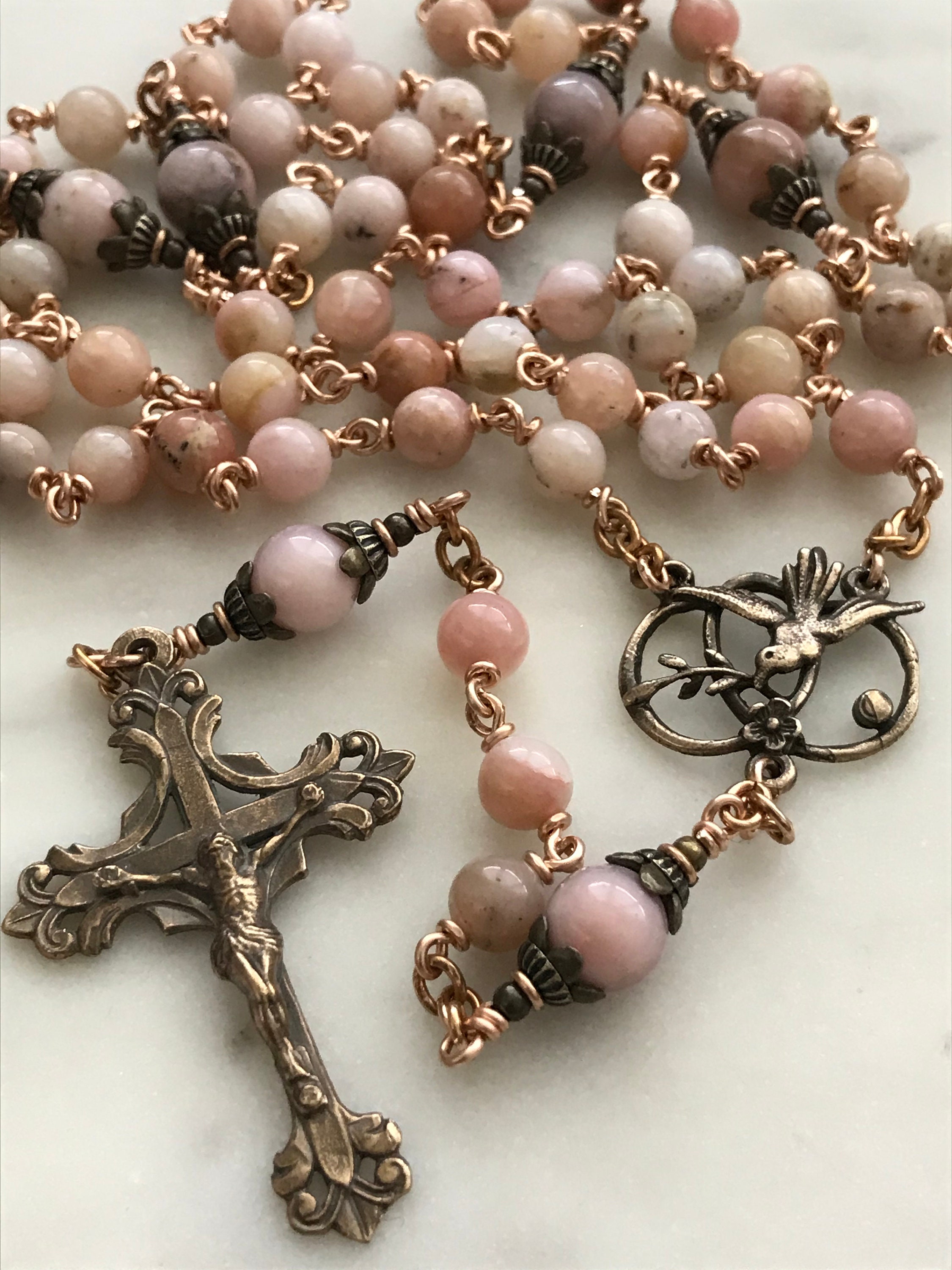 Holy Spirit Heirloom Rosary - Opals and Bronze Ceceagnes - Etsy