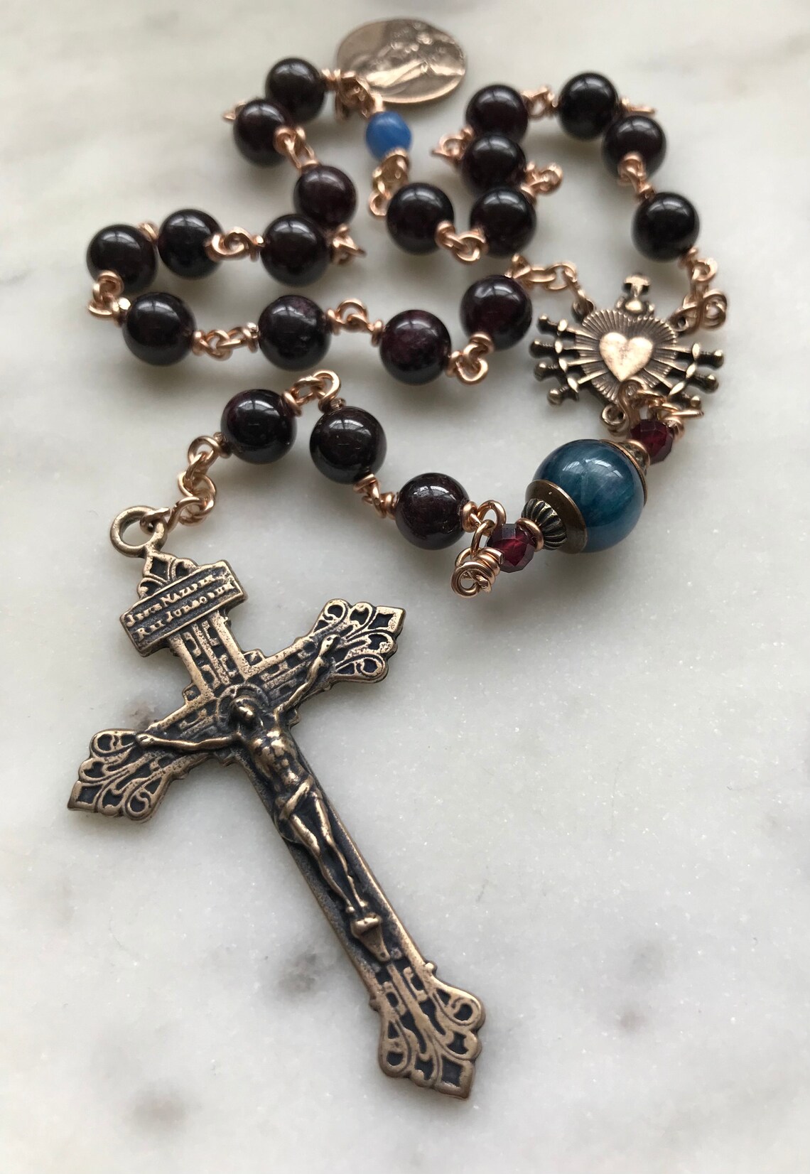 Combination One Decade Rosary and Seven Sorrows Chaplet - Garnet and ...