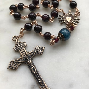 Combination One Decade Rosary and Seven Sorrows Chaplet - Garnet and ...