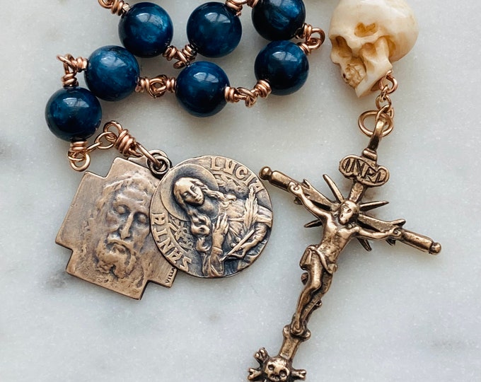 Memento Mori Sacred Heart St. Michael Black Onyx Bronze Catholic Tenner ...