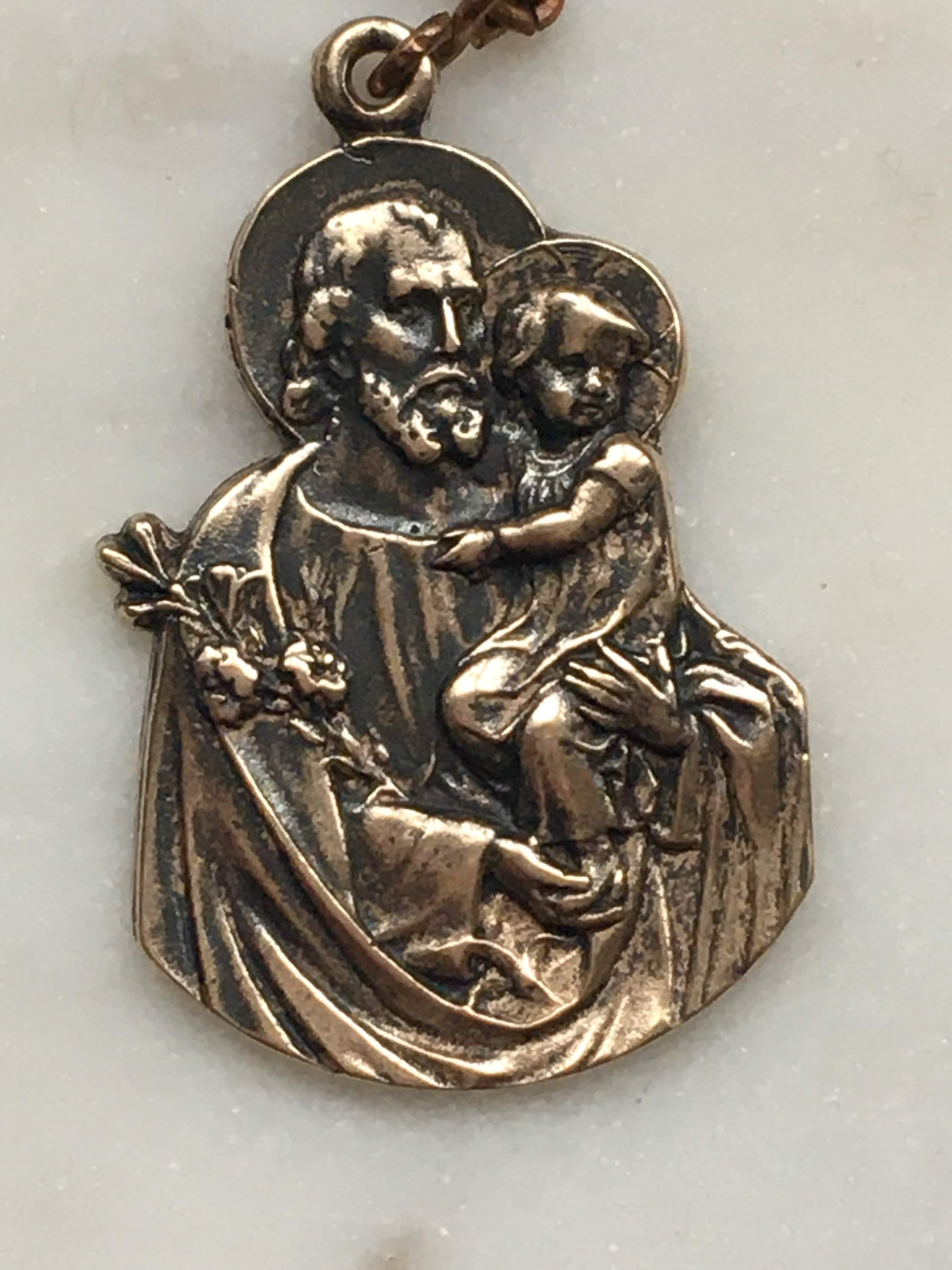 Saint Joseph Single Decade Rosary - Tiger Eye and Bronze - Lilies ...