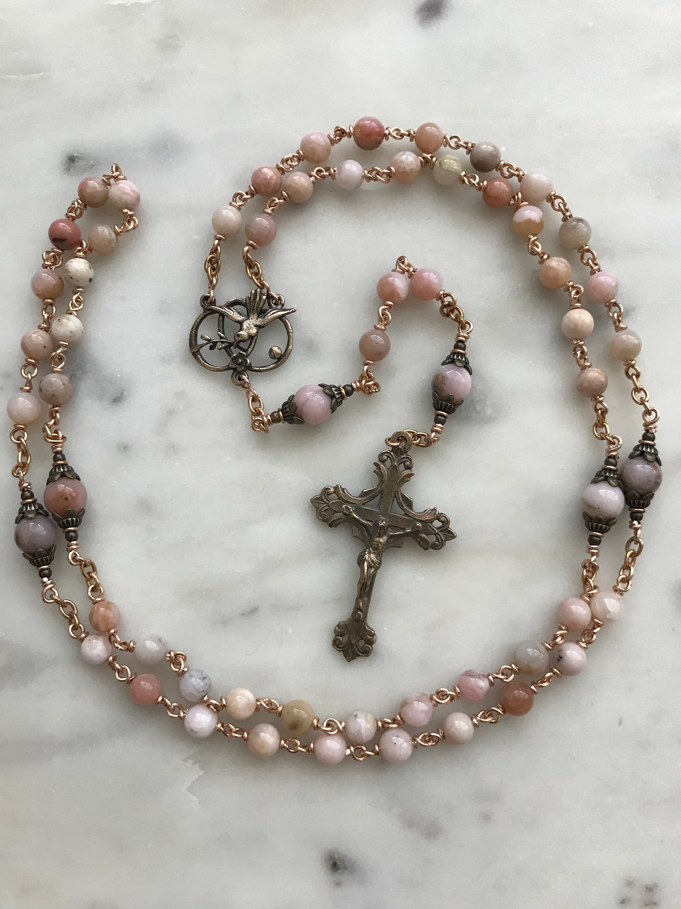 Holy Spirit Heirloom Rosary - Opals and Bronze Ceceagnes - Etsy