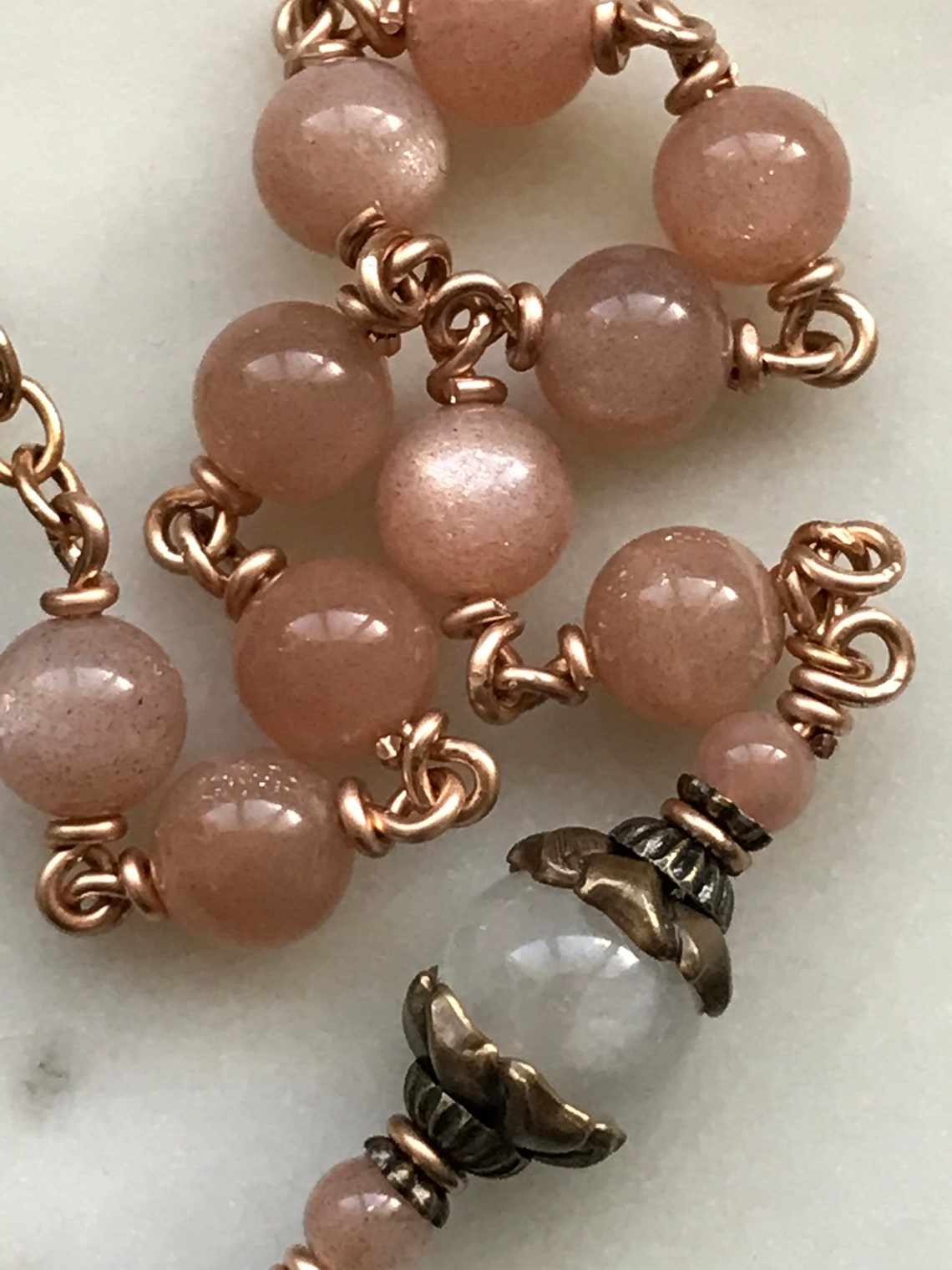 First Communion Single Decade Rosary Orange Moonstone and - Etsy