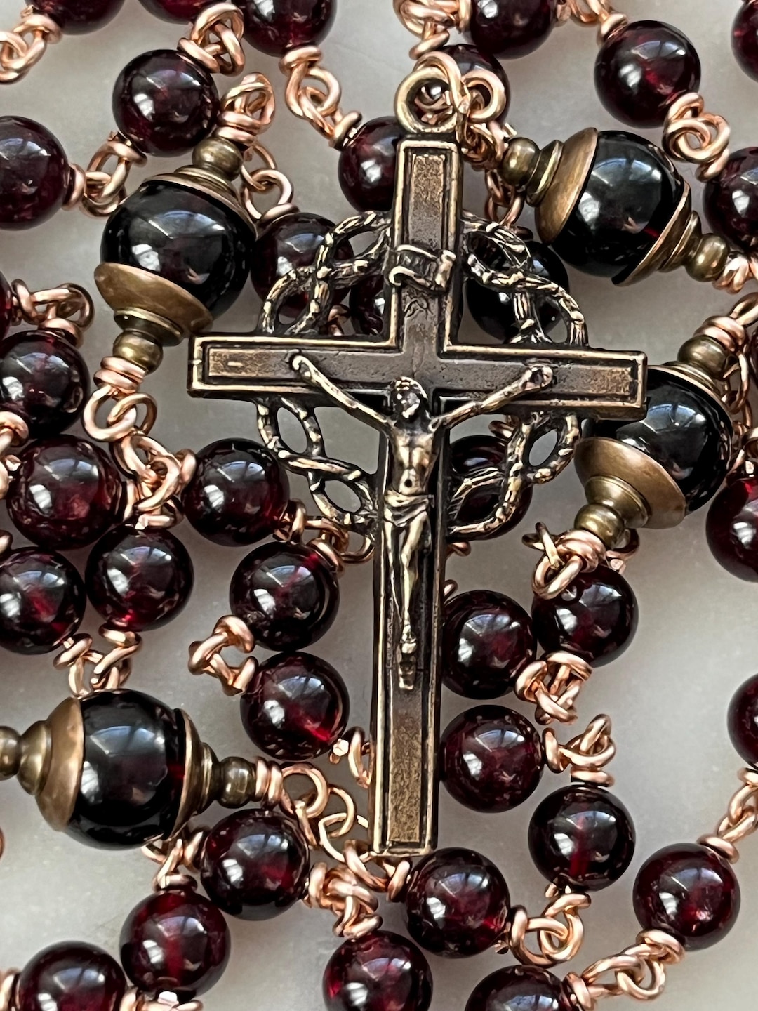 69 Bead Precious Blood of Jesus Chaplet - Bronze and Garnet - Etsy