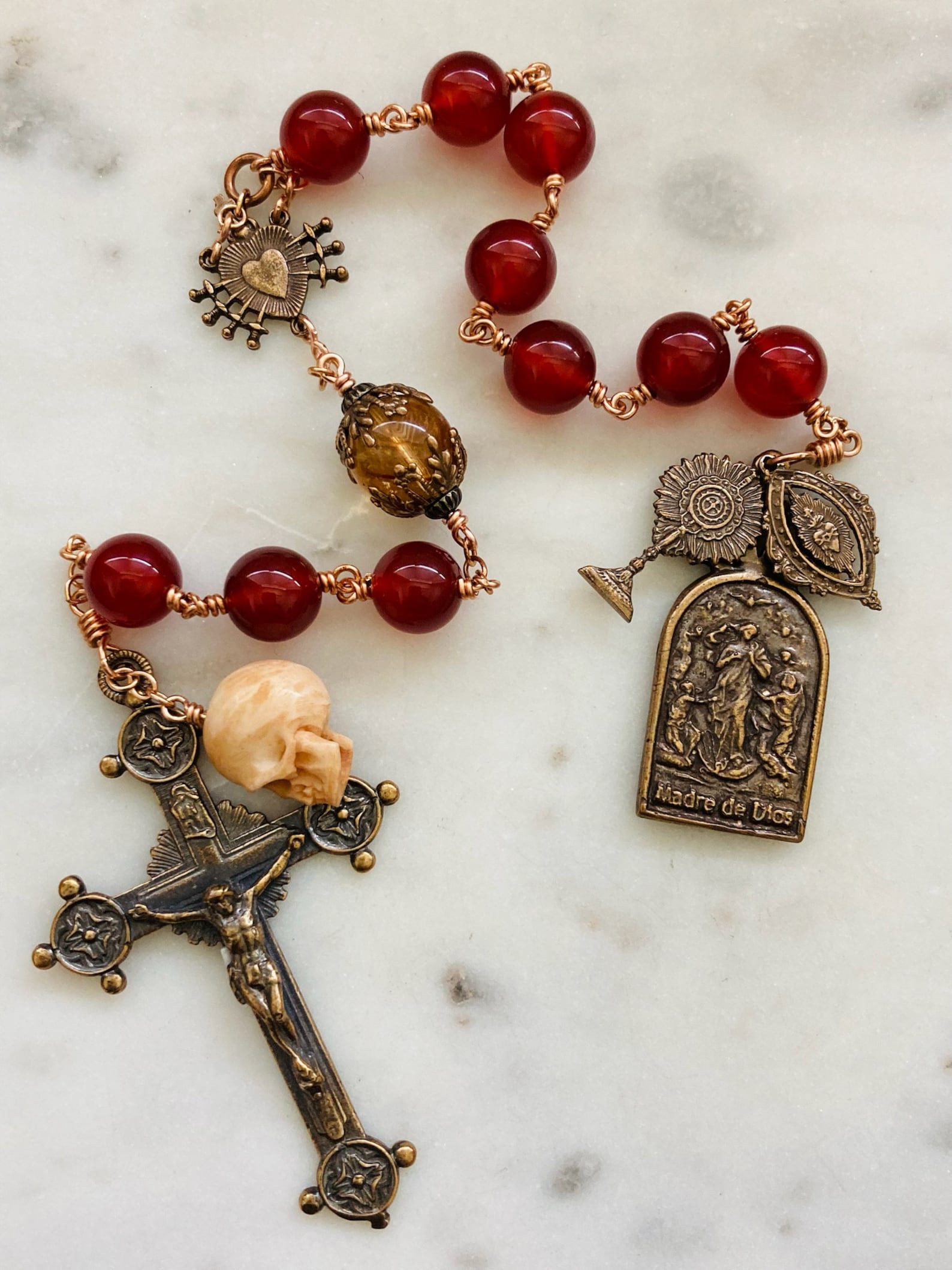Our Lady Undoer of Knots Single Decade Rosary - Carnelian and Bronze ...