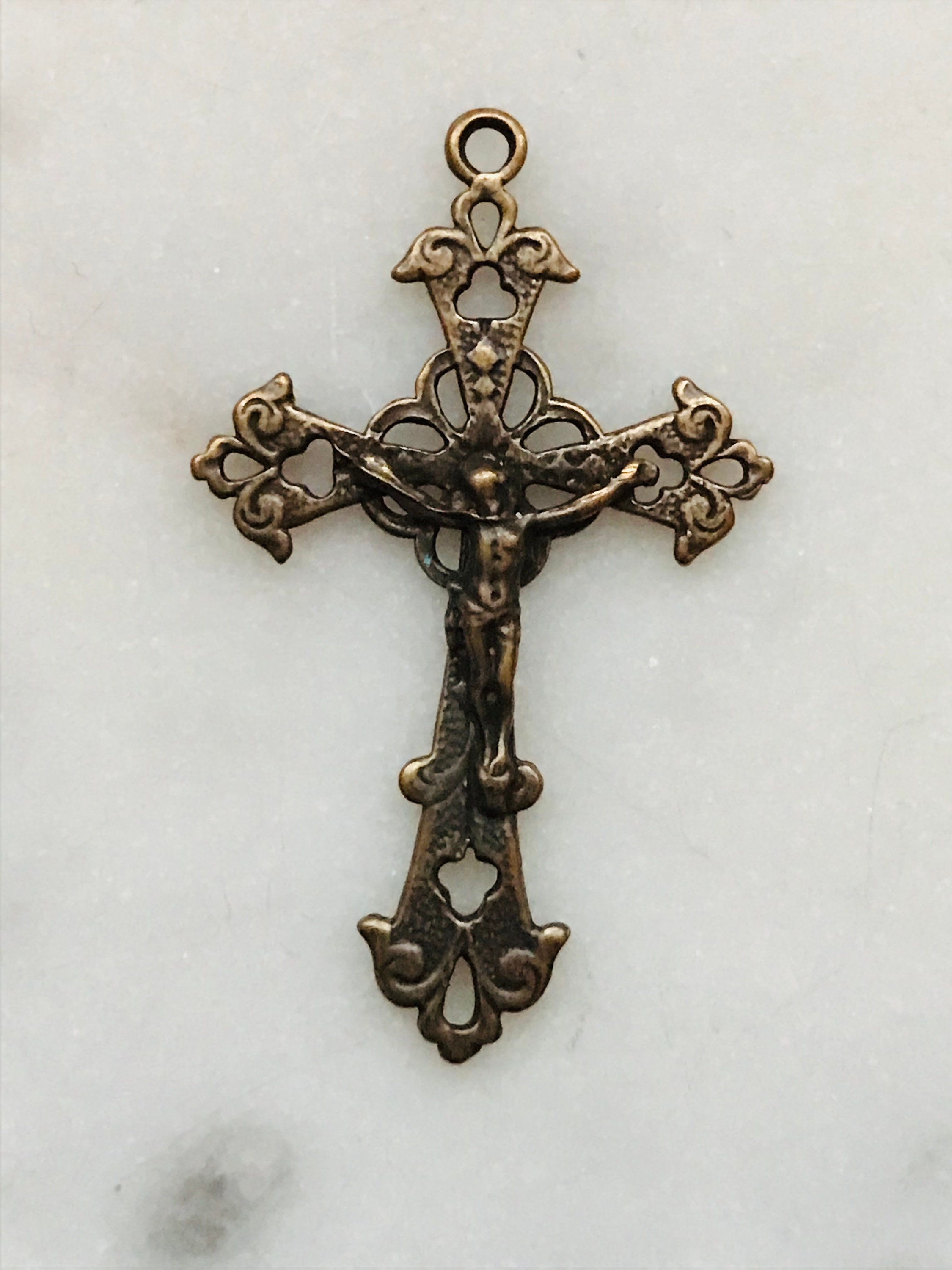 Petite Crucifix Sterling Silver or Bronze Antique - Etsy
