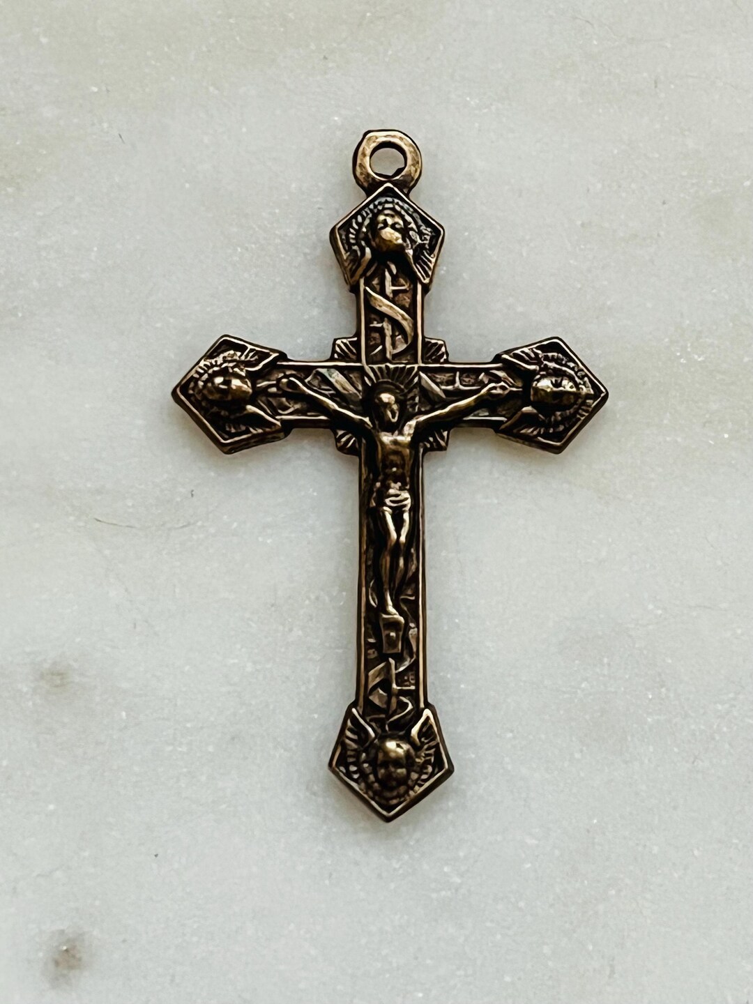 Petite Cherub Angels Crucifix - Bronze - Antique Reproduction 580 ...