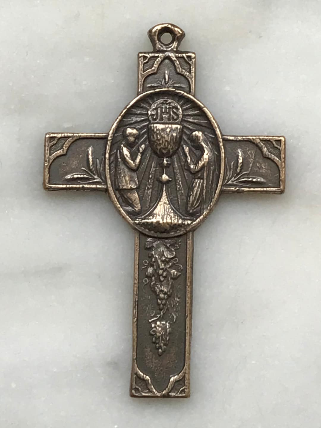 First Communion Cross Pendant: 1590 Sterling Silver or Bronze Eucharist ...
