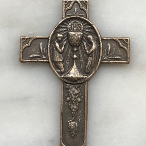 First Communion Eucharist Cross Pendant - Sterling Silver or Bronze ...