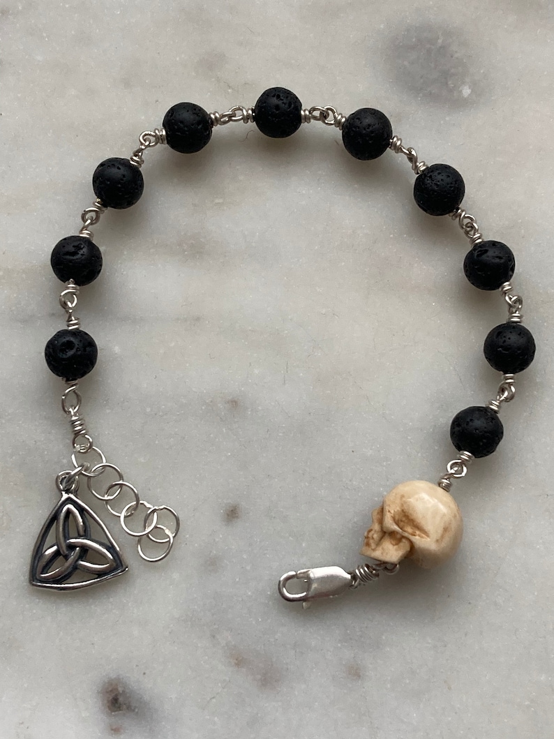 Memento Mori Celtic Rosary Bracelet - All Sterling - Wire-wrapped ...