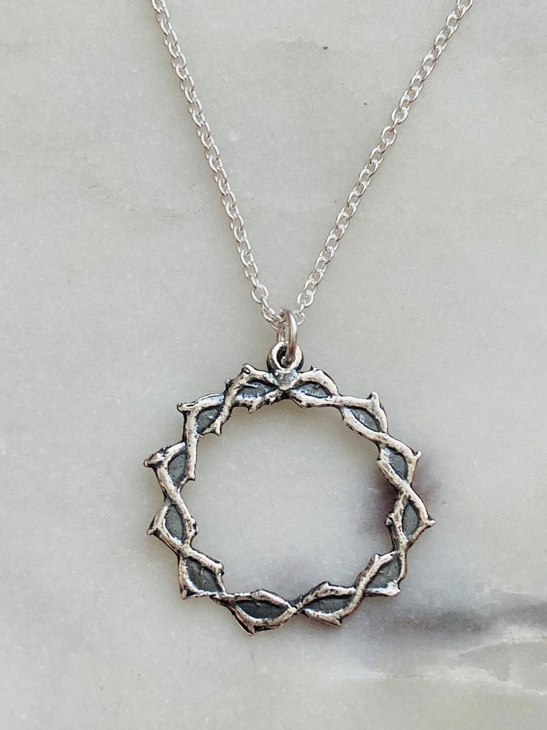 Sterling Silver Crown of Thorns Necklace - Etsy