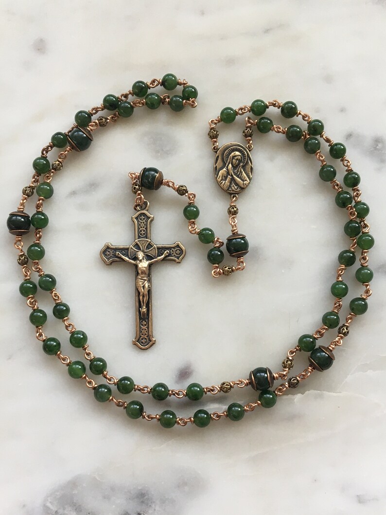Russian Jade Rosary - Bronze - Spanish Crucifix - Etsy