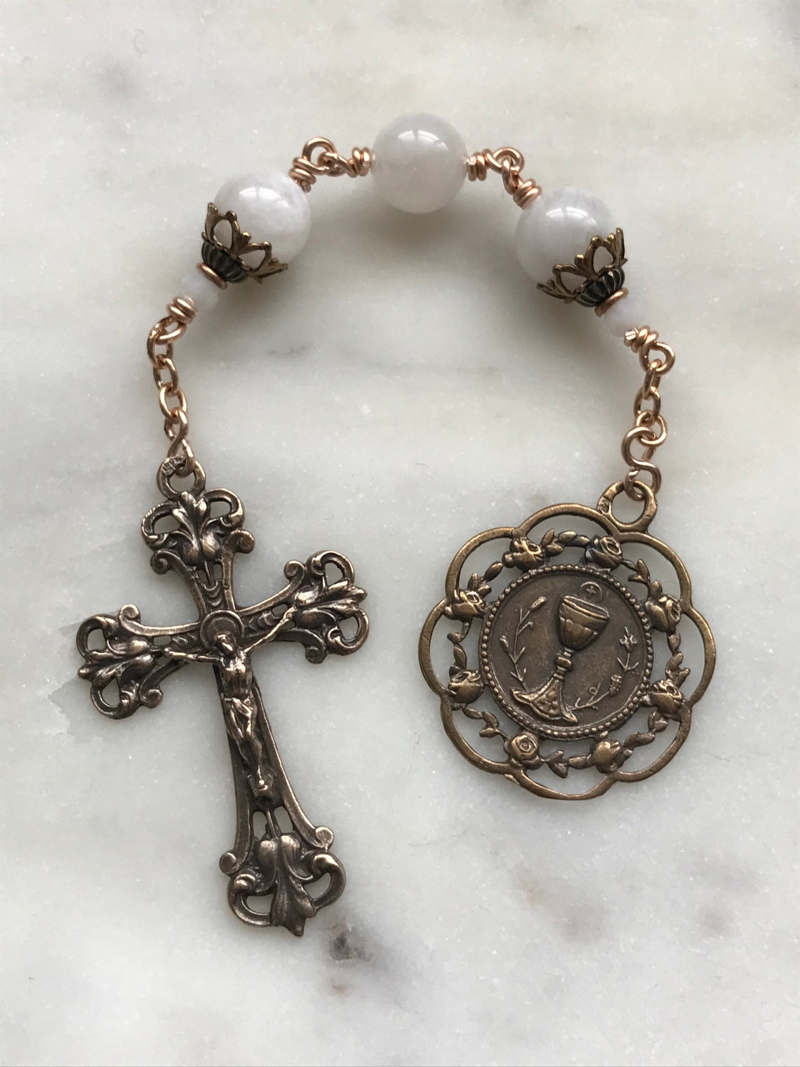 Three Hail Mary Chaplet First Communion Moonstone and - Etsy