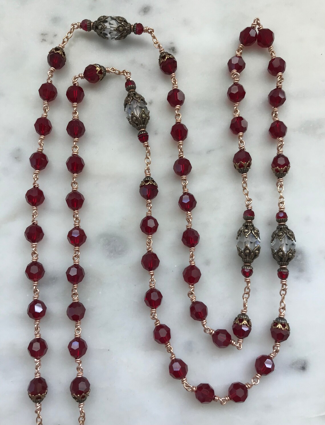Beautiful Crystal Rosary Bronze Wire-wrapped Marian - Etsy