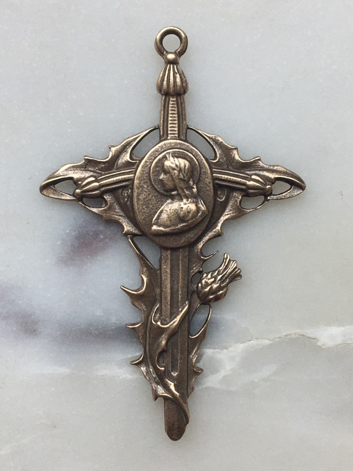 Joan of Arc Cross Sterling Silver or Bronze Antique French - Etsy