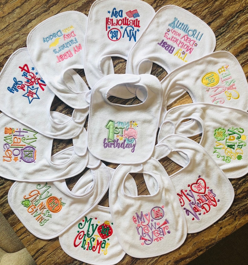 My First Milestone Bibs - Etsy