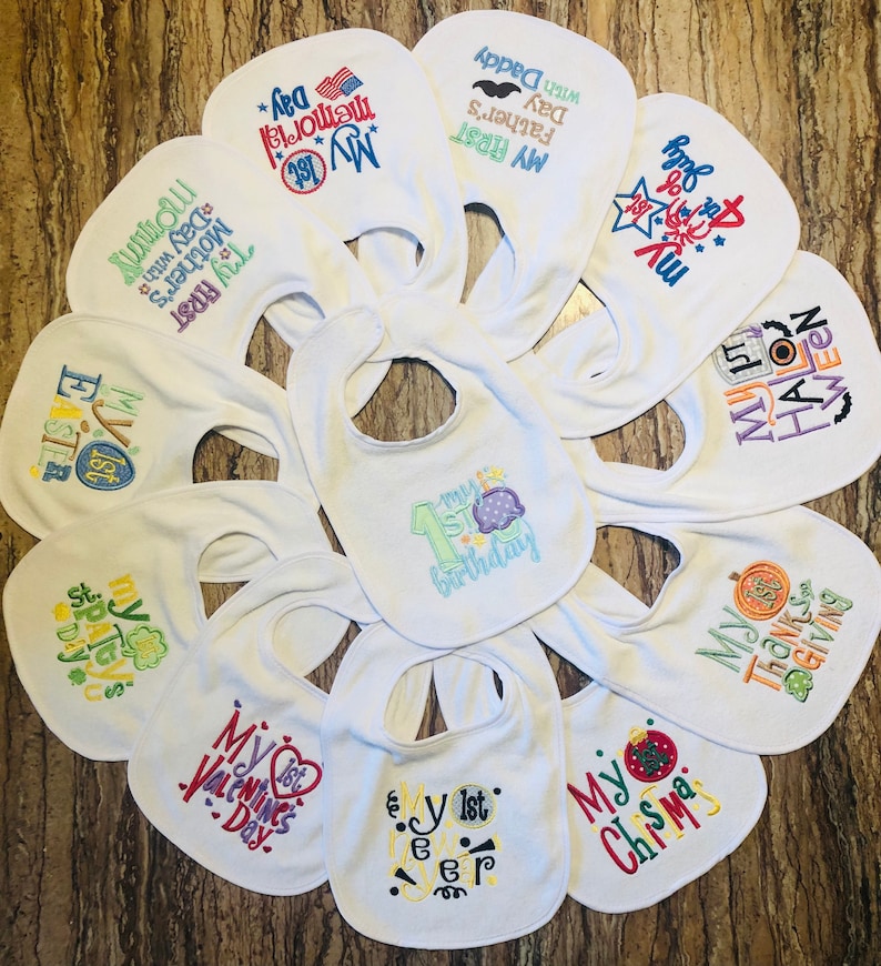 My First Milestone Bibs - Etsy