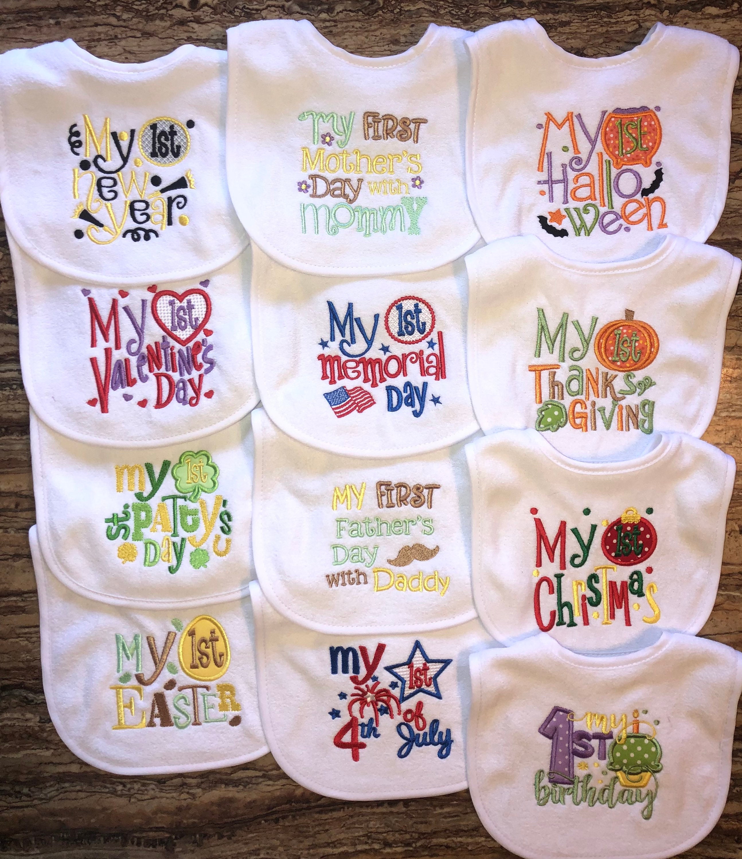 My First Milestone Bibs - Etsy
