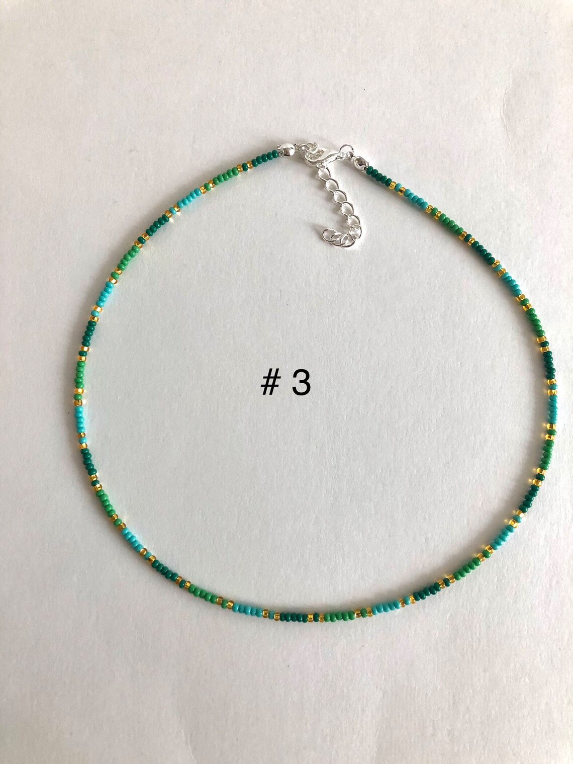 Shades of Green Beach Summer Necklace/ Dainty/ Surfing /beaded Chocker ...