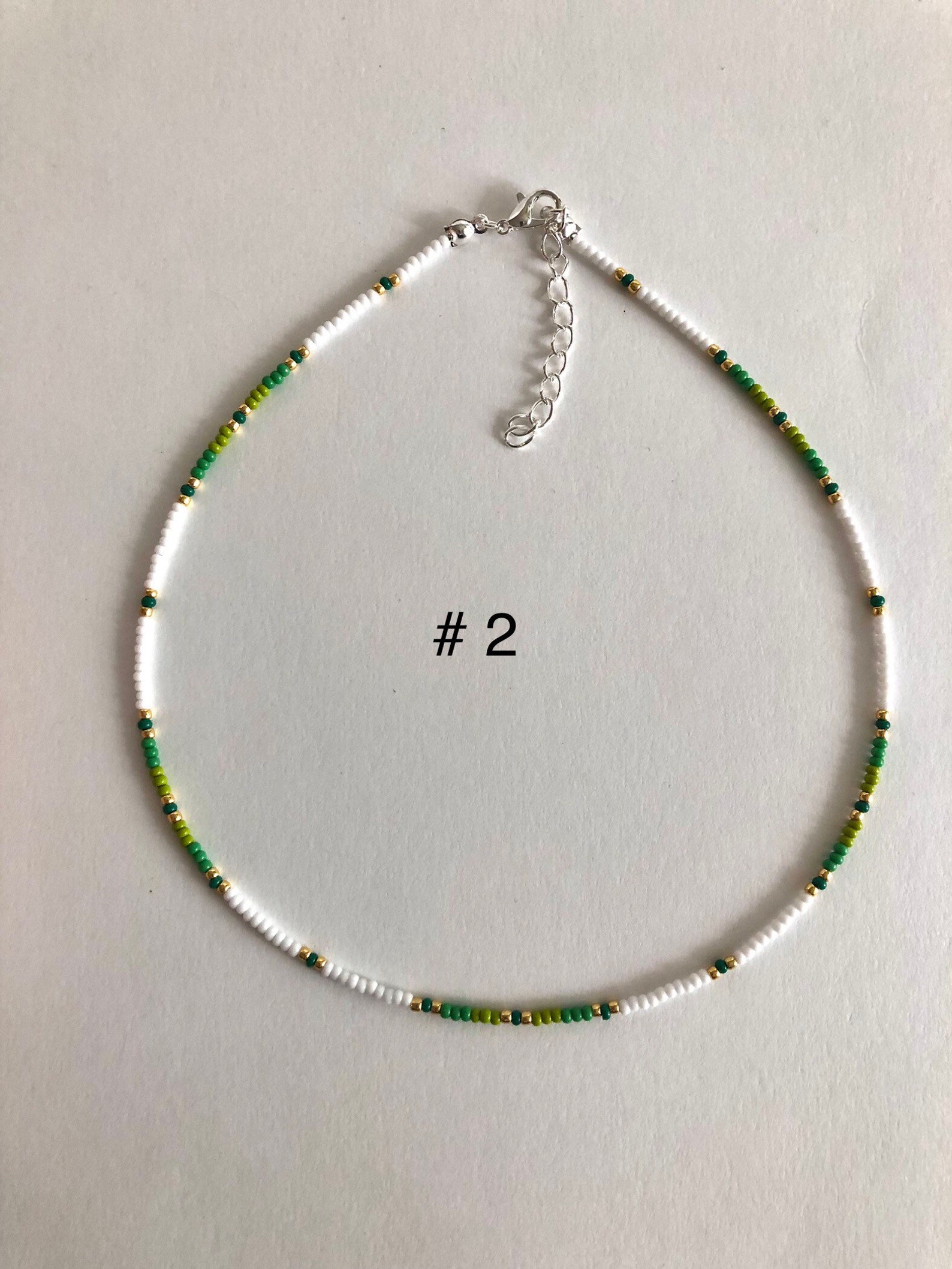 Shades of Green Beach Summer Necklace/ Dainty/ Surfing /beaded Chocker ...