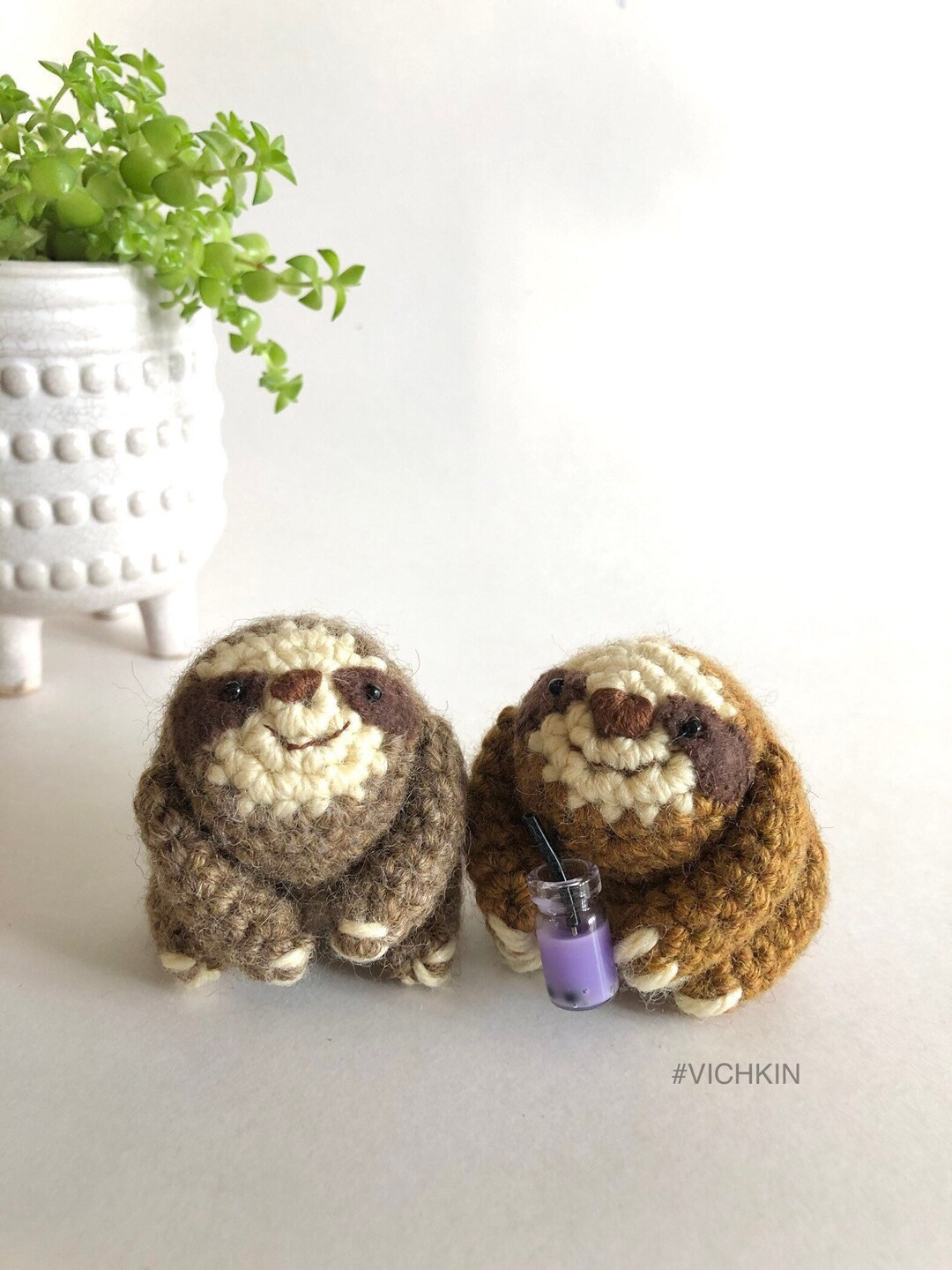 Simon the Sloth. Crochet Sloth Figurine, Crochet Miniature, Amigurumi ...