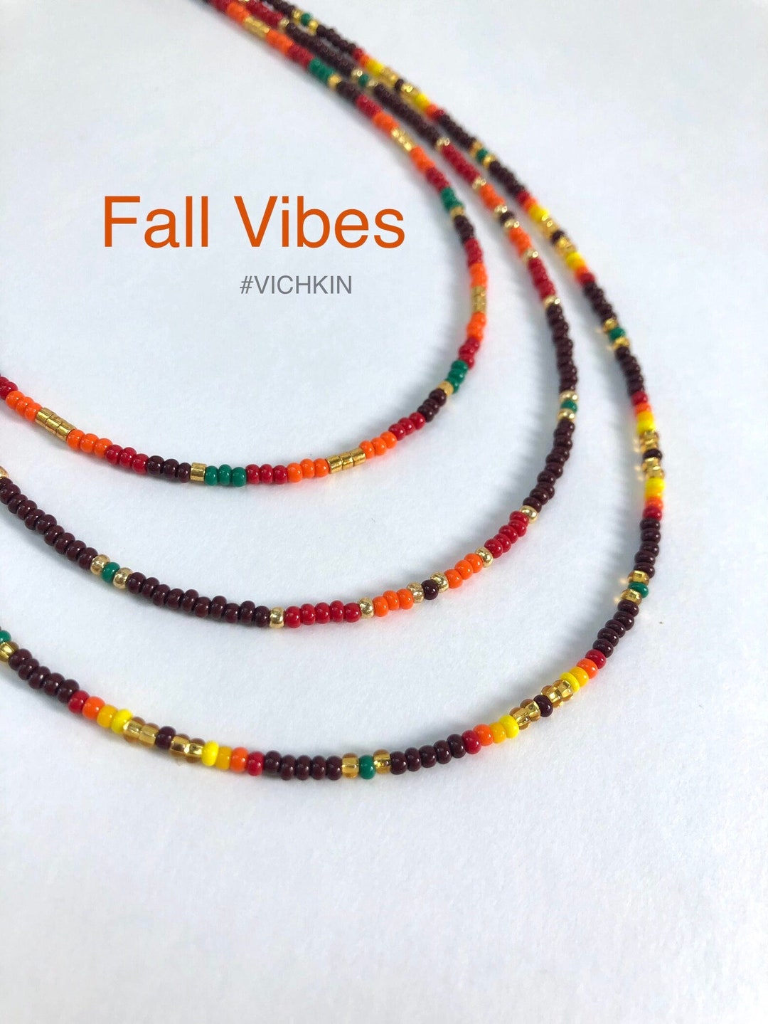 Autumn Jewelry/ Fall Necklace/ Autumn Colours Beaded Chocker Necklace ...
