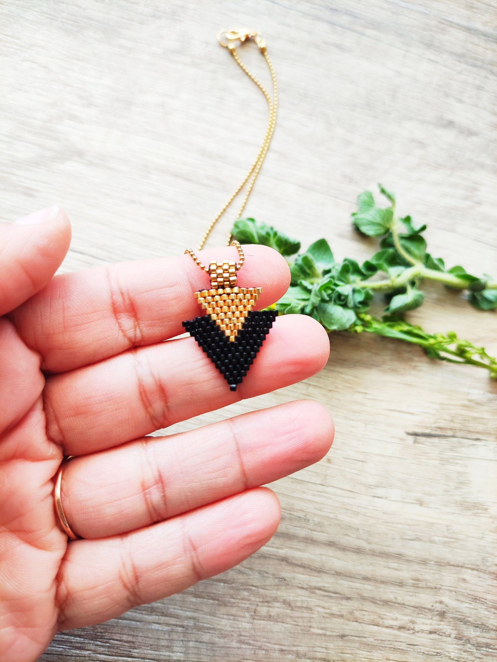 Triangle Necklace With Miyuki Delica Beads Gift for Women - Etsy