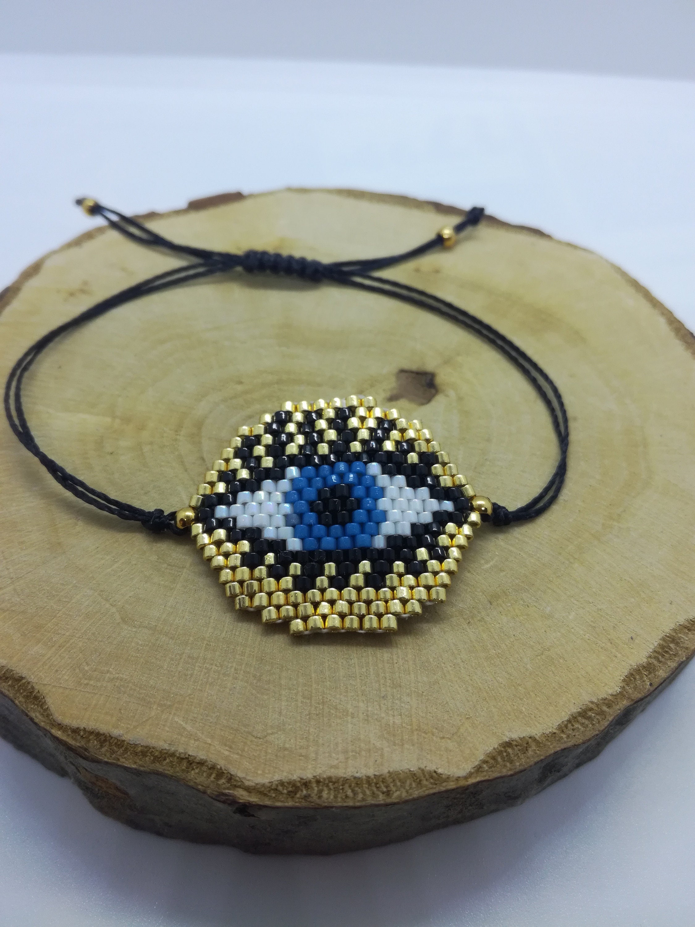 Beadwoven Bracelet, Evil Eye Bracelet, Handwoven Bracelet, Miyuki ...