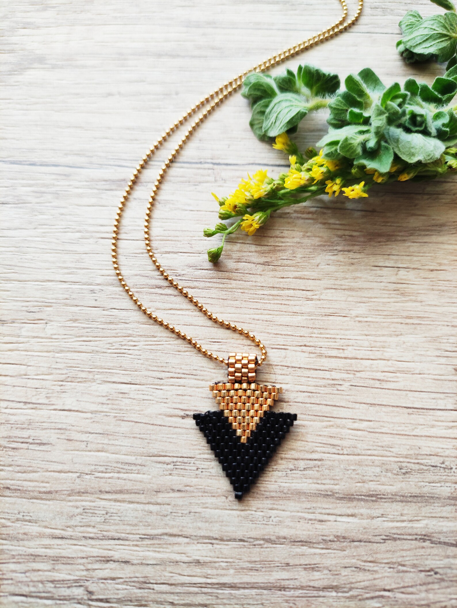 Triangle Necklace With Miyuki Delica Beads, Gift for Women, Beaded ...