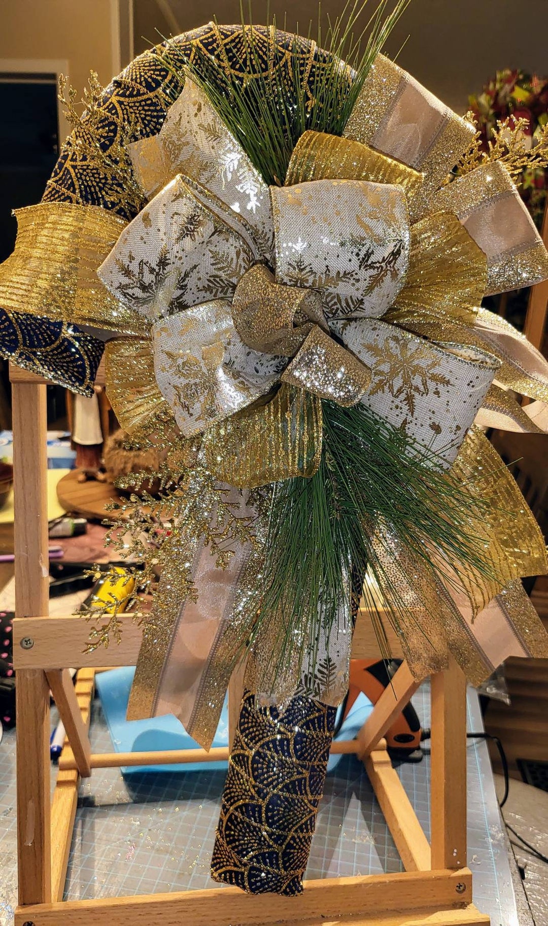 Gold and Navy Glitter Candy Cane, Gold and Navy Candy Cane Wall Decor ...