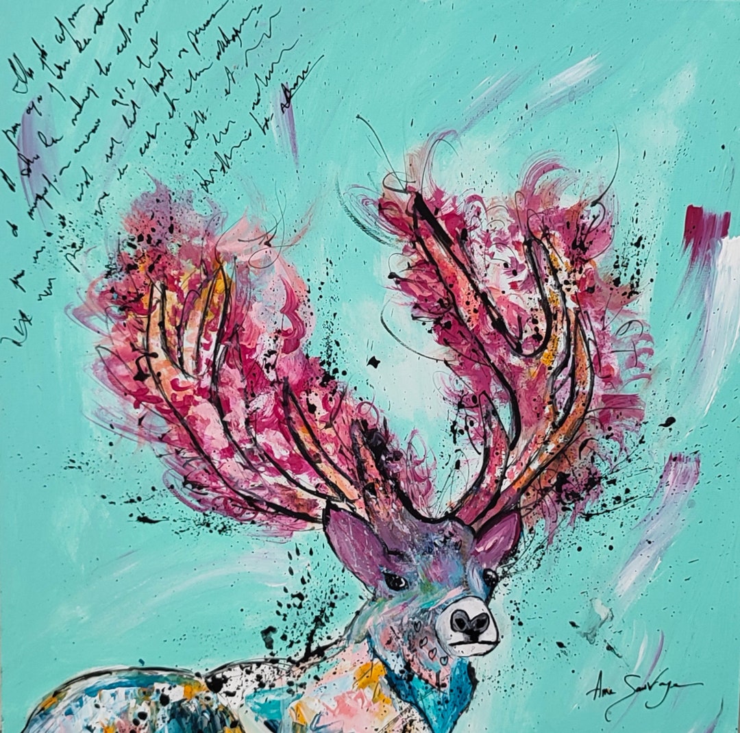 Deer Head Painting: Unique Deer Painting Hand Painted by a Listed ...