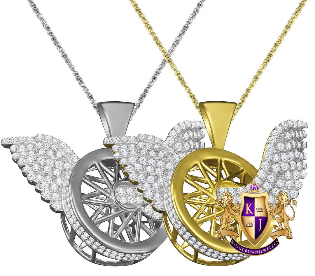 Real Authentic Sterling Silver 14K Gold Finish Simulated Diamond Flying ...