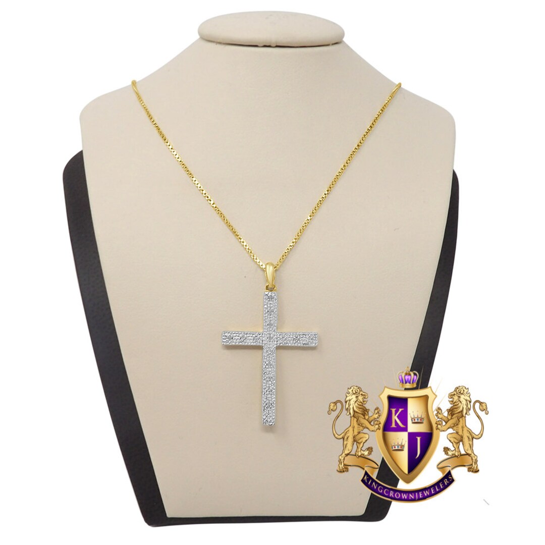 Echte echte Diamant 10K Gold Finish Jesus Kreuz Mini Charme Pendent ...