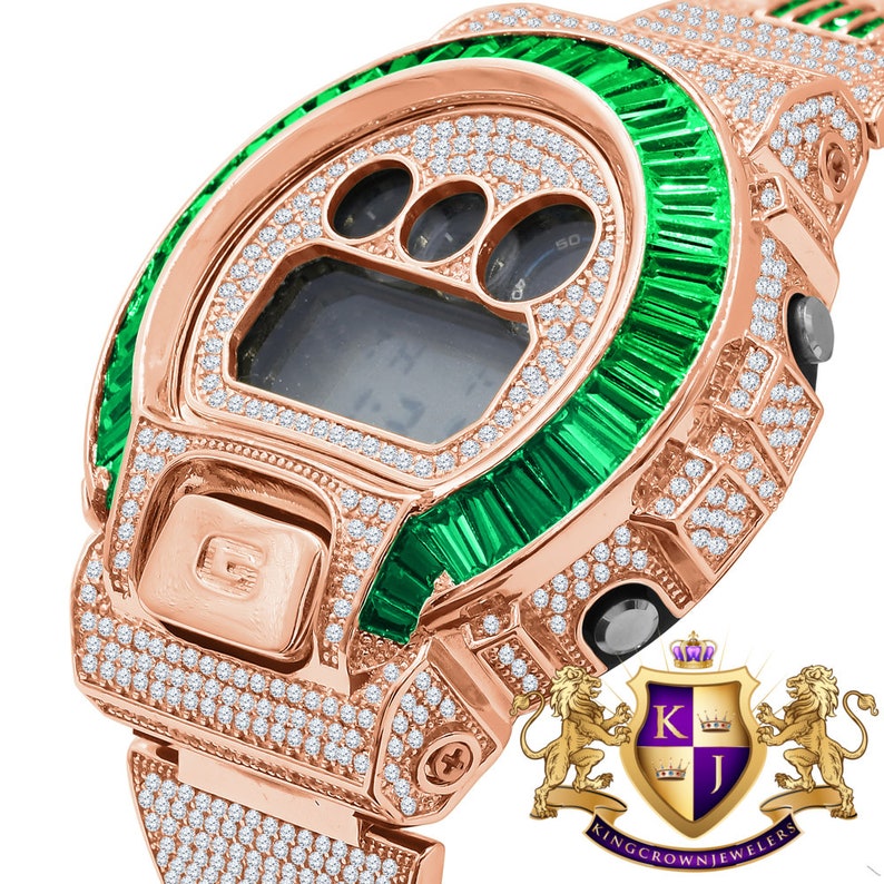 Baguette Green Emerald Rose Gold Casio G Shock Authentic - Etsy