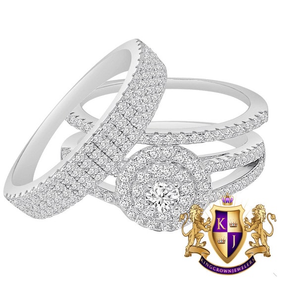 Real Diamond 3 Piece Rings Set - Etsy