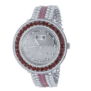 Iced Out Mens Ruby Red Watch 14K Gold Finish Genuine Diamond - Etsy