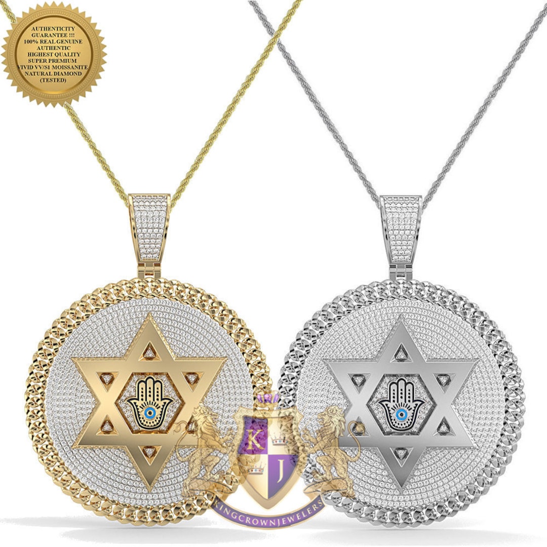 37 Grams Real Genuine 3.50 Cwt. VVS/1 MOISSANITE Diamond Star of David ...