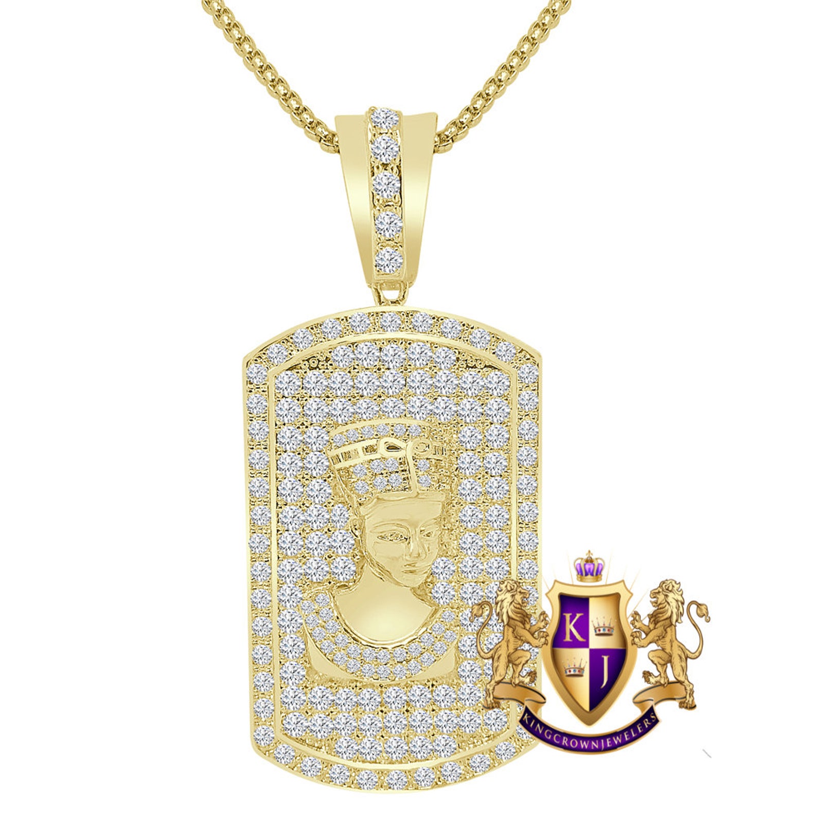 Men's Custom Dog Tag Piece 14K Yellow Gold Over Simulated - Etsy