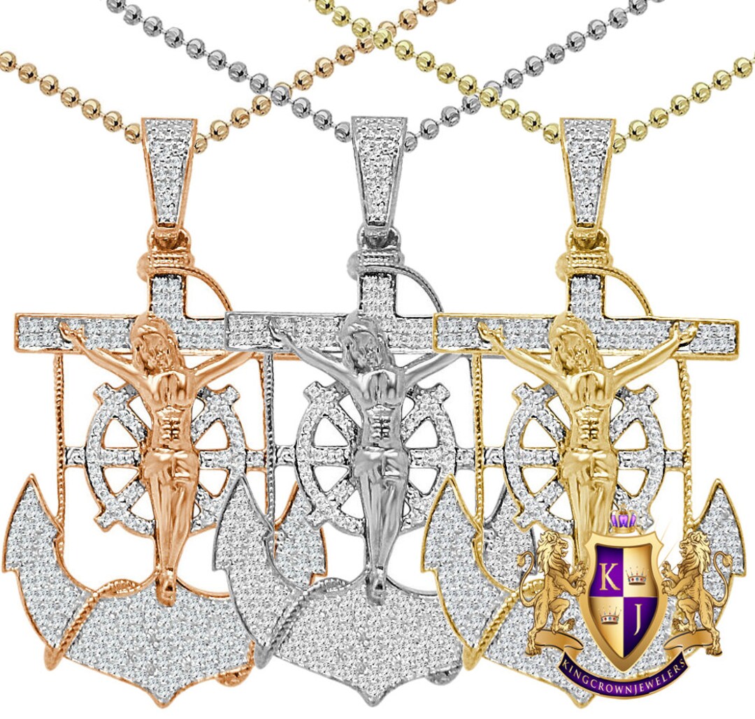 Real Genuine Authentic Diamond 0.50 Cwt. 19 Grams Jesus Anchor Cross ...