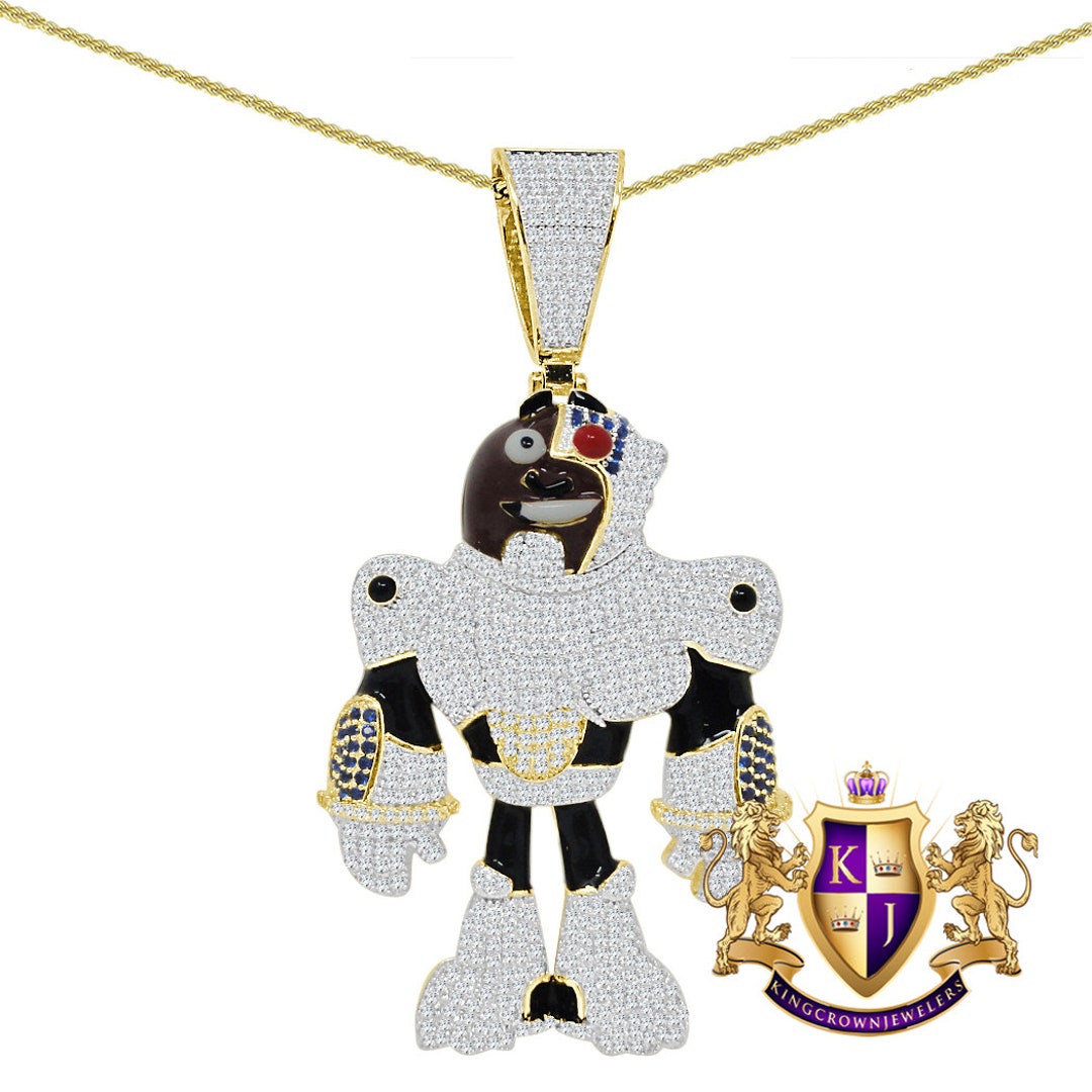 Mens 14K Yellow Gold Finish Multi Tone Simulated Diamond Icy Titans ...