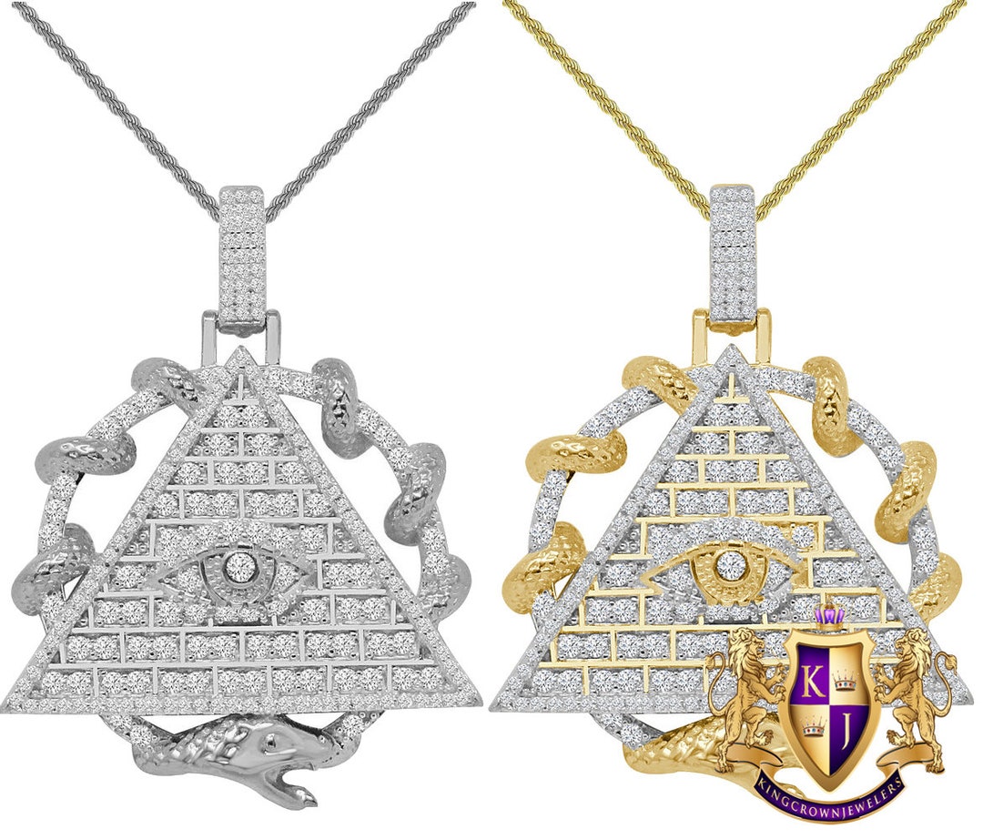 Real Genuine Sterling Silver 14K Gold Over Simulated Diamond Illuminati ...