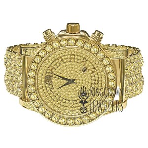 Yellow Canary Full Iced Out Gold Finish Simulated Diamond Mens Custom ...