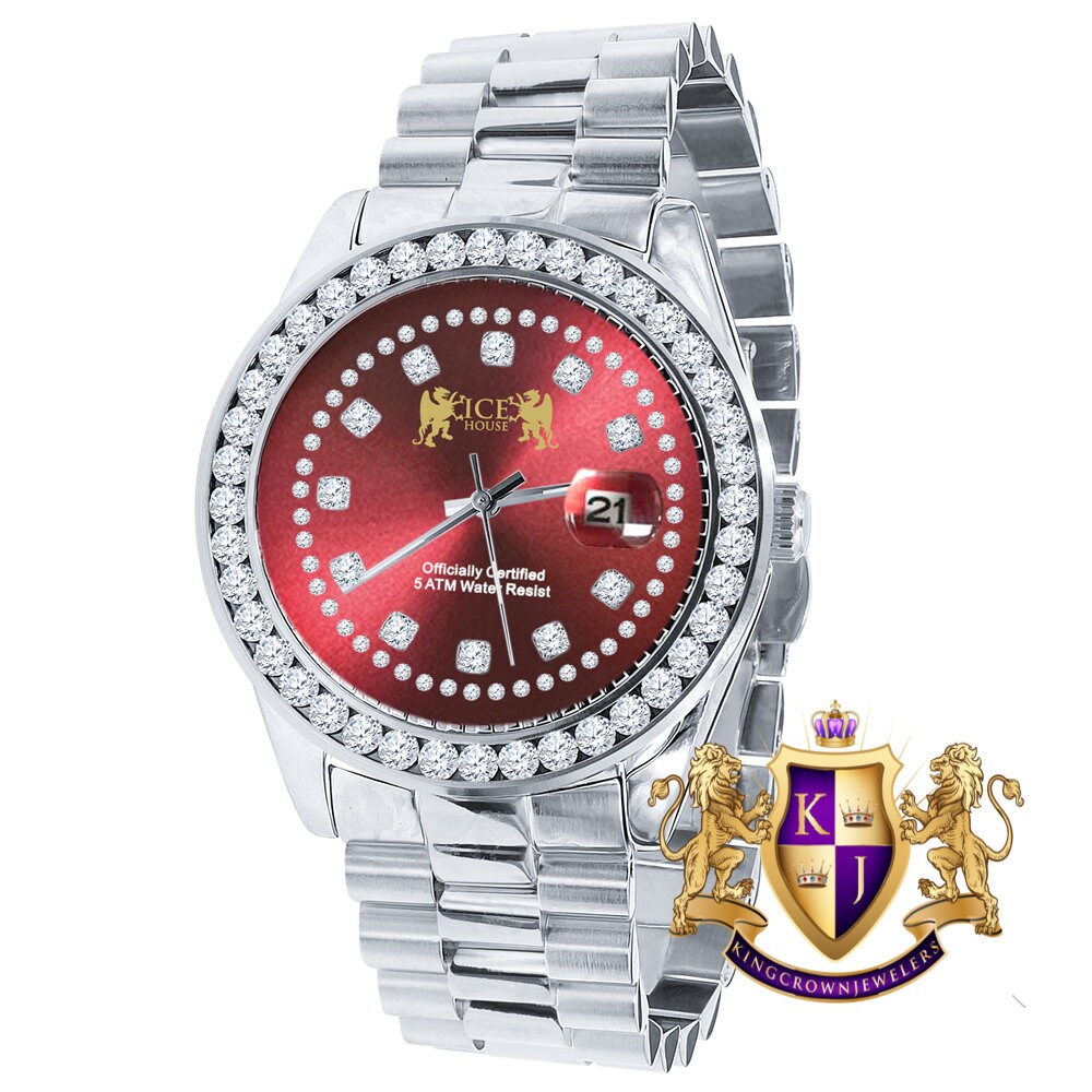 Ruby Red Dial Full Solid Stainless Steel Solitaire 18K Yellow - Etsy Canada